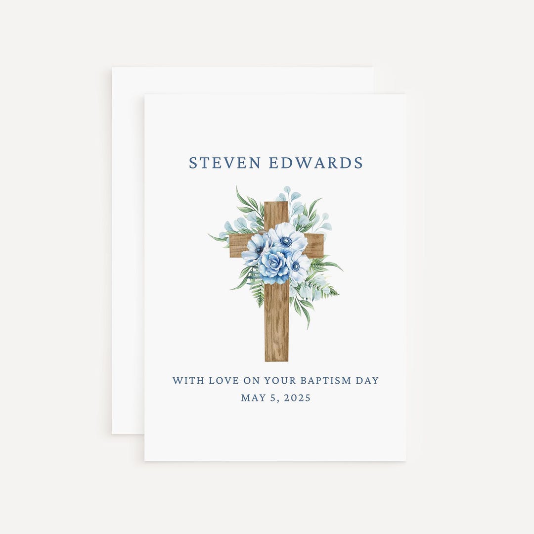 Personalized Baptism Card, With Love on Your Baptism Day, Blue Baptism ...