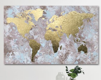 Gold Foil World Map - Etsy