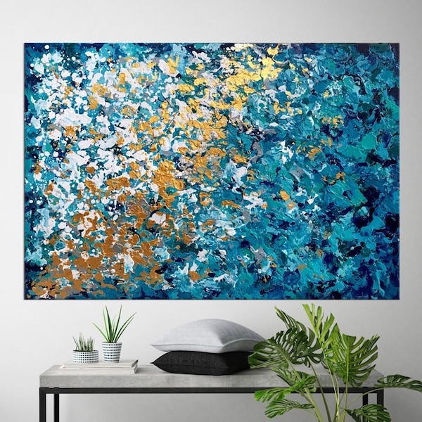 Teal Abstract Art - Etsy