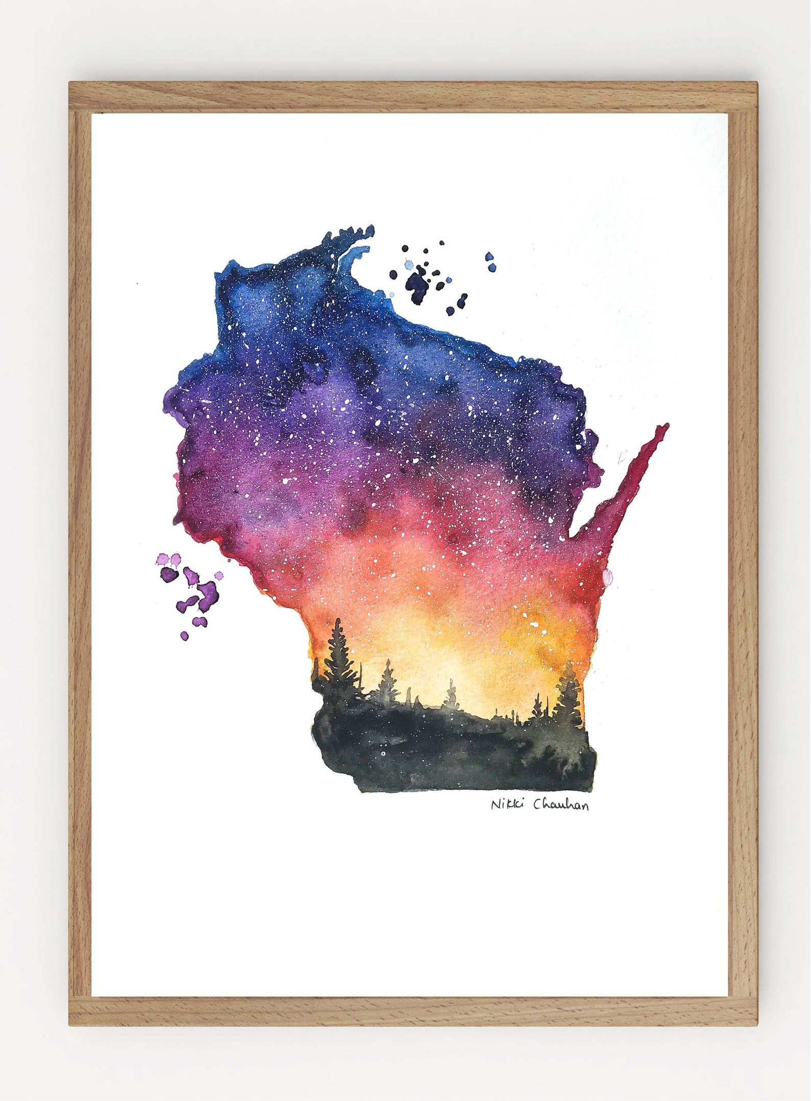 Wisconsin Art, Map Poster, Watercolor State Art, Illustration, State ...