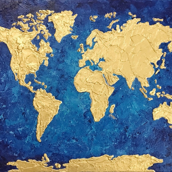 World Map Painting - Etsy