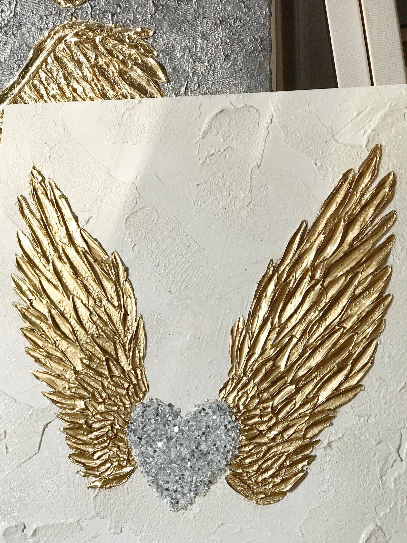 Gold Leaf Angel Wings Painting Heavy Textured Art Painting Original ...