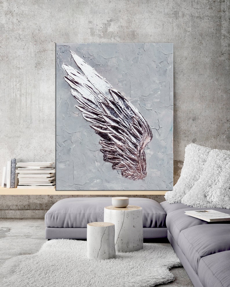 Angel Wings Painting Heavy Textured Art Abstract Handmade | Etsy