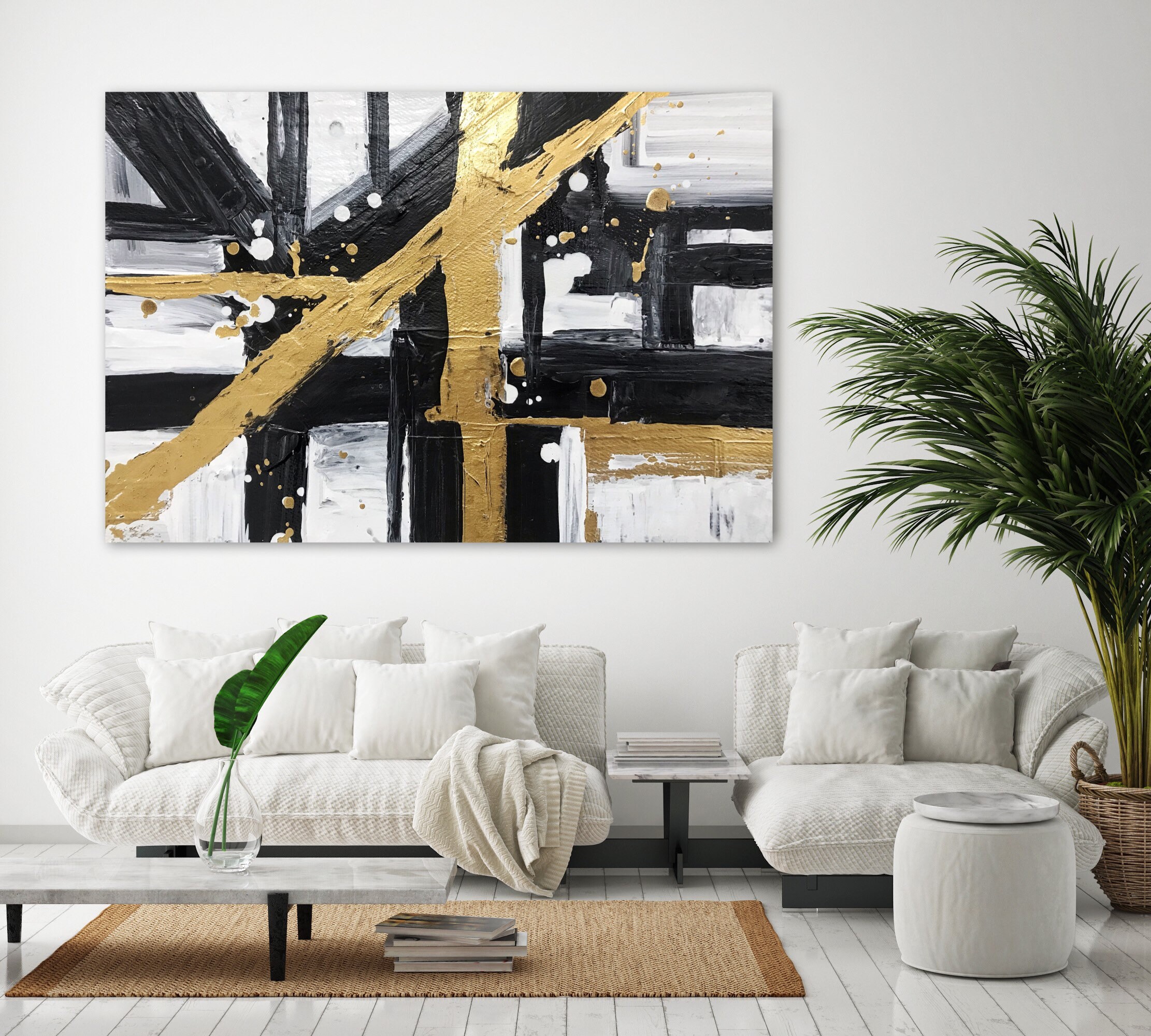 Black and Gold Abstract Art Contemporary Art Original | Etsy