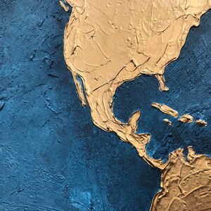 World Map Painting, Textured World Map Wall Art, Extra Large Painting ...