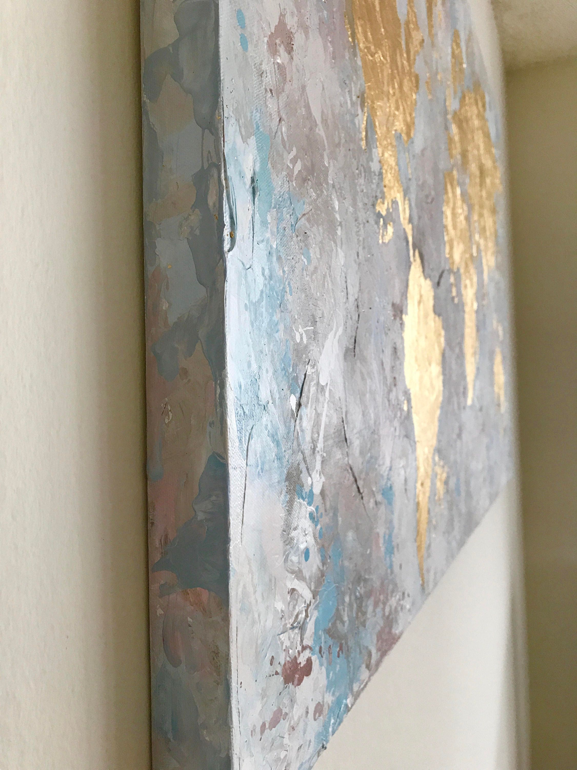 World Map Painting, Gold Leaf Art, Map of the World Painting on Canvas ...