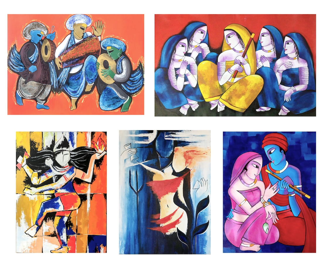 Indian Painting, Abstract Indian Art, Modern India Canvas, Asian Art ...