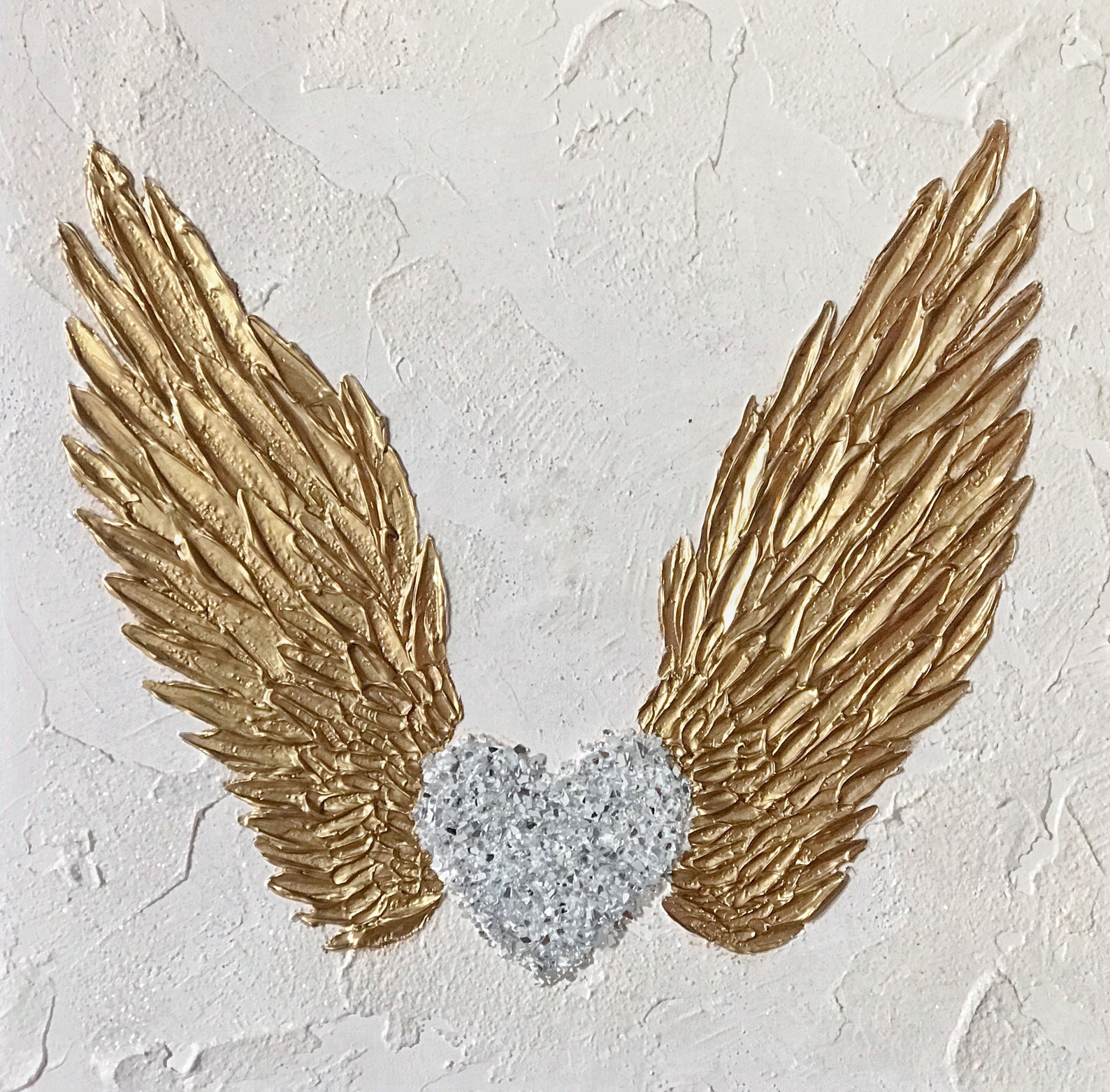 Gold Leaf Angel Wings Painting Heavy Textured Art Painting Original ...
