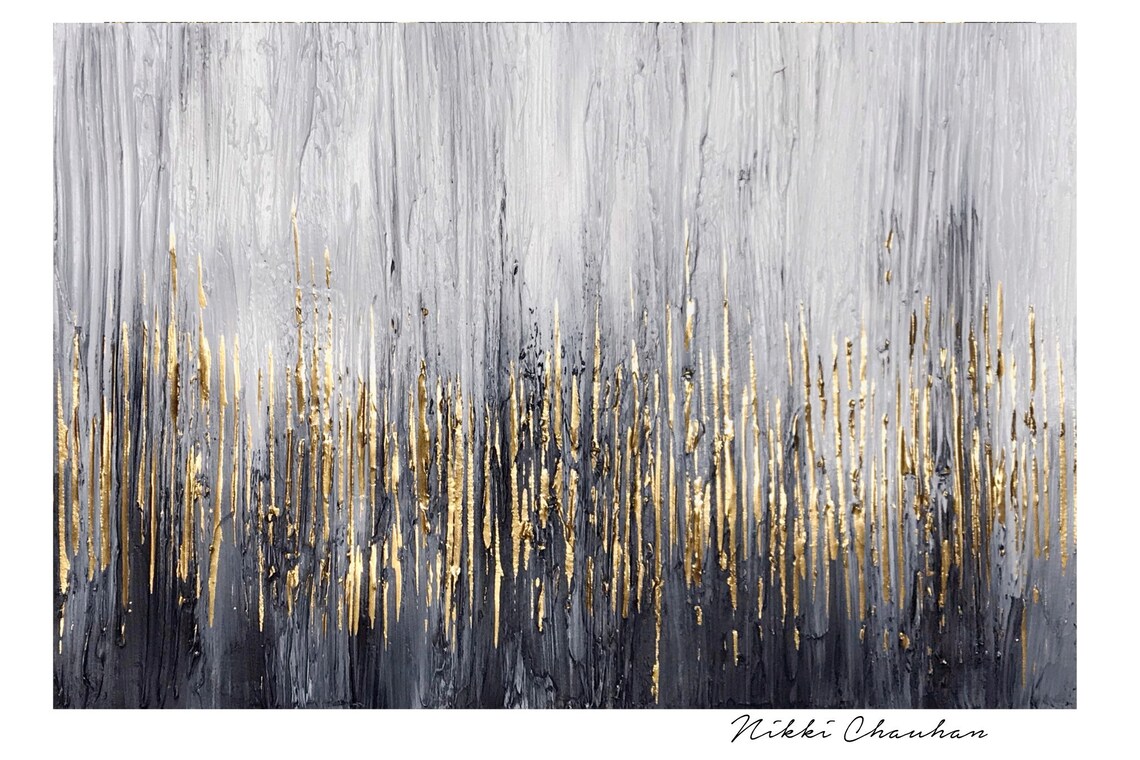 Original White Grey Gold Art Abstract Painting, Extra Large Textured ...