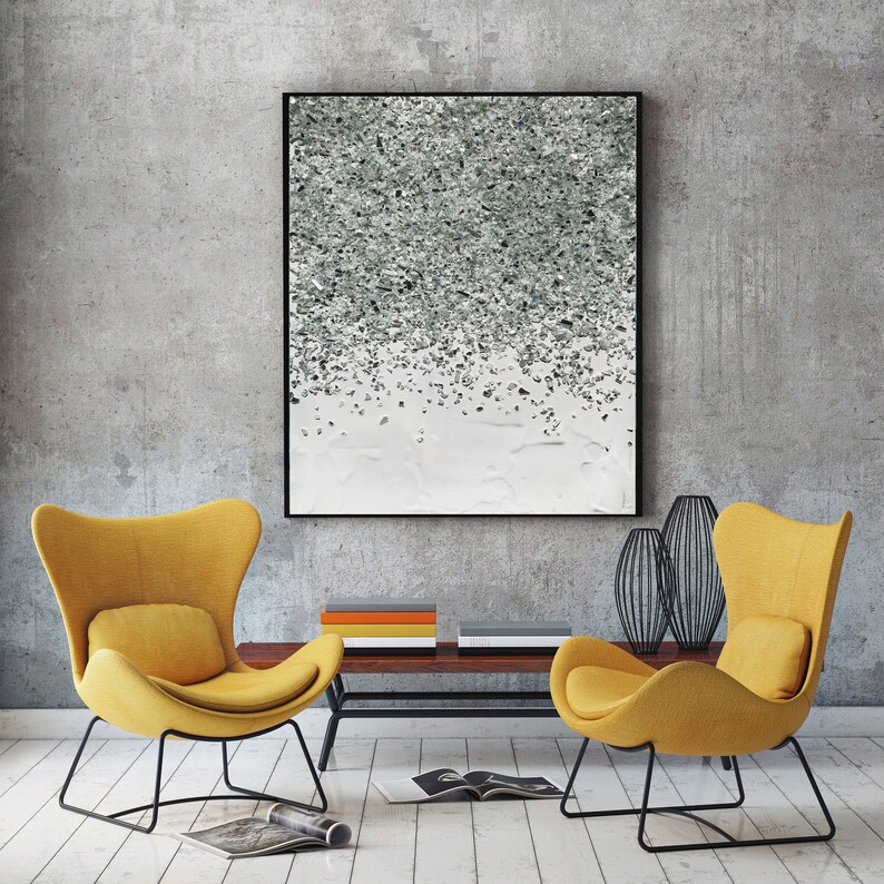 Metallic Silver Original Abstract Art Silver Glitter Textured - Etsy