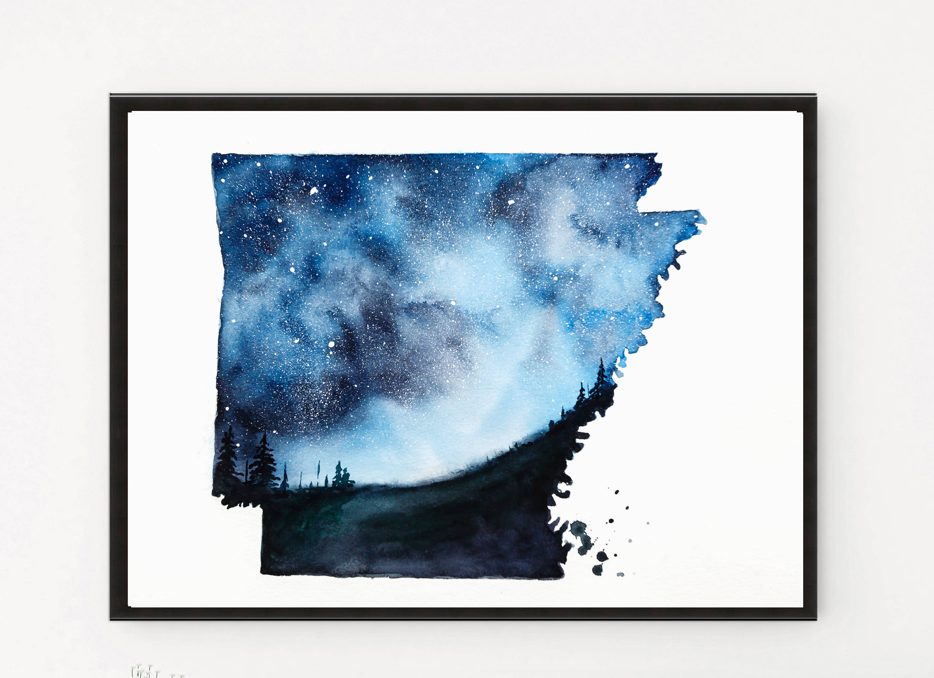 Arkansas Map, Watercolor Print, Illustration, Galaxy Art, State Map ...