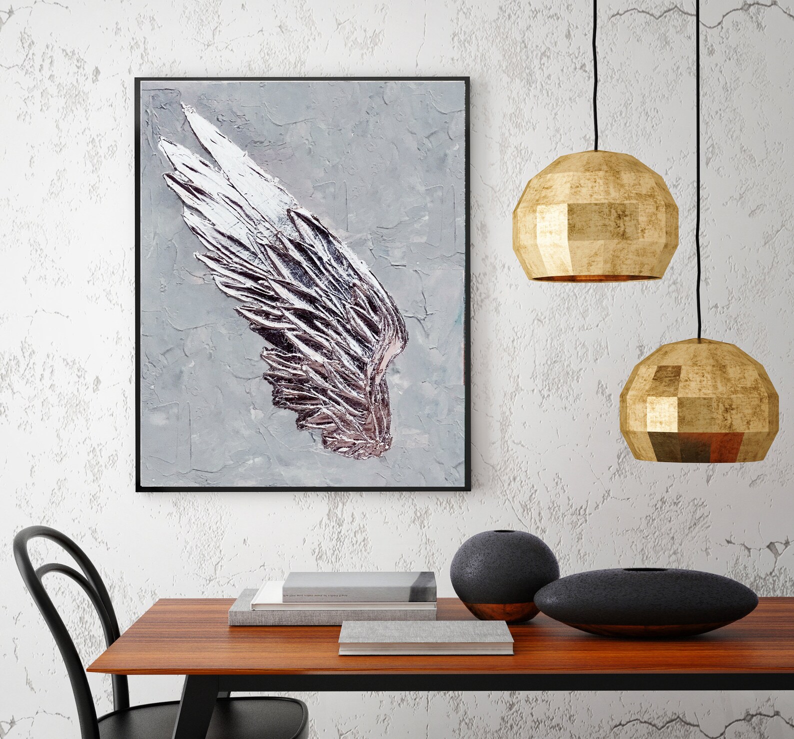 Angel Wings Painting Heavy Textured Art Abstract Handmade | Etsy