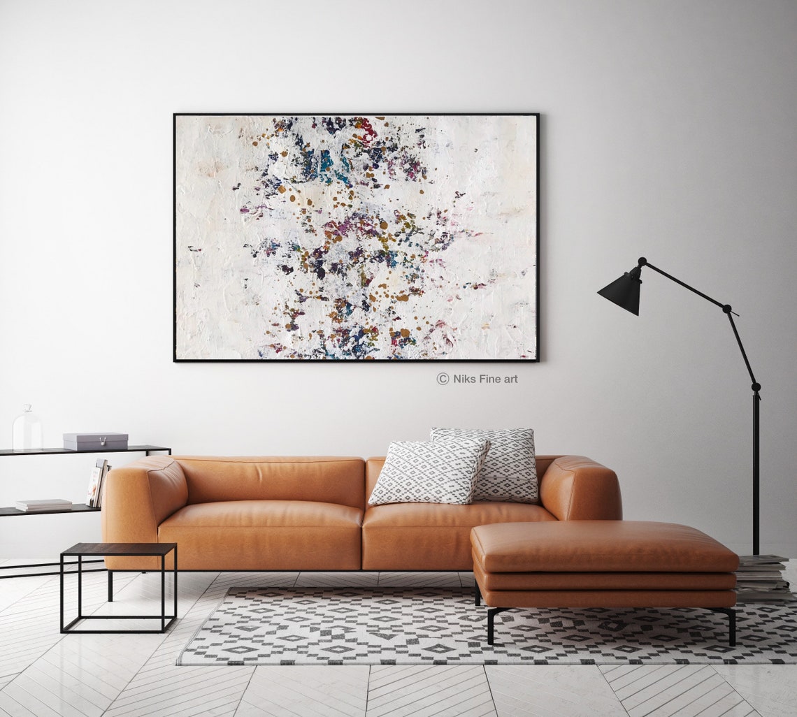 Neutral Wall Art, Mid Century Modern Art, Original Abstract Painting on ...
