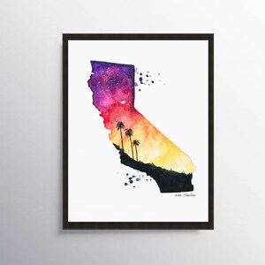 California State State Art California Map Watercolor - Etsy