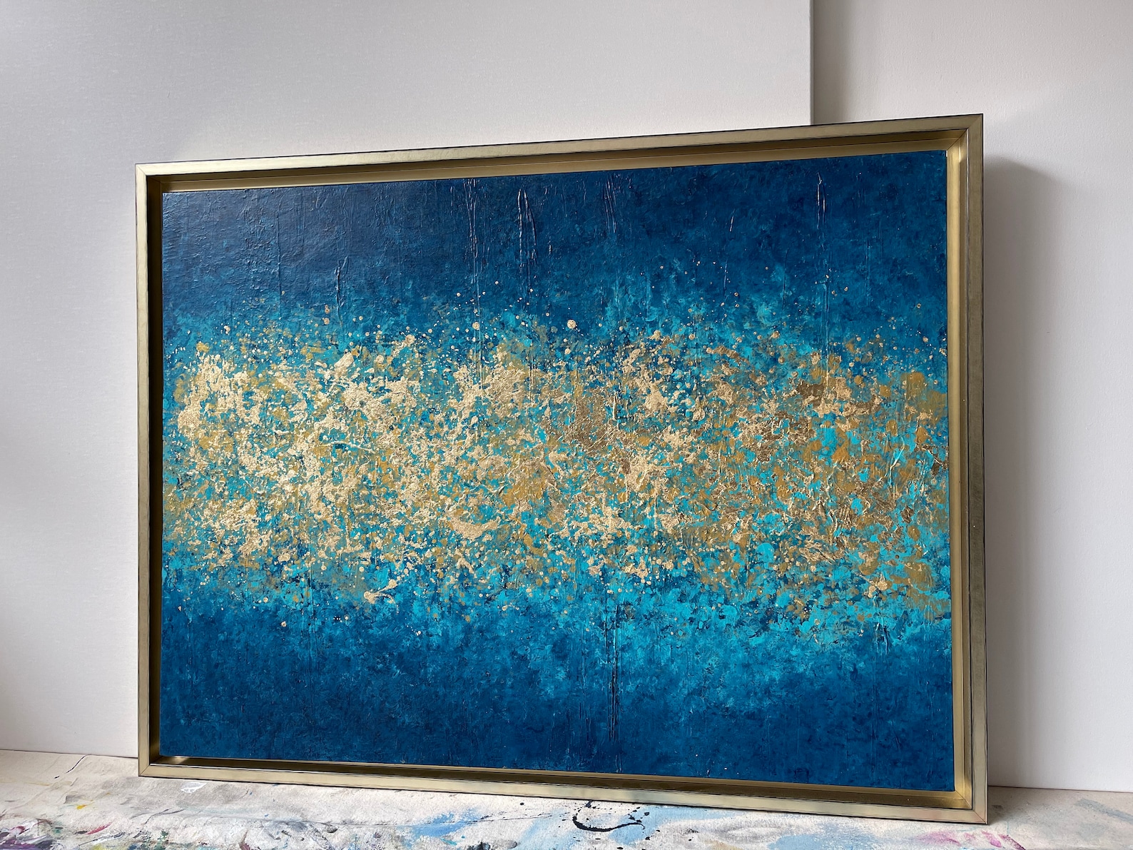 Blue Gold Abstract Art, Gold Leaf Painting, Original Abstract Art ...