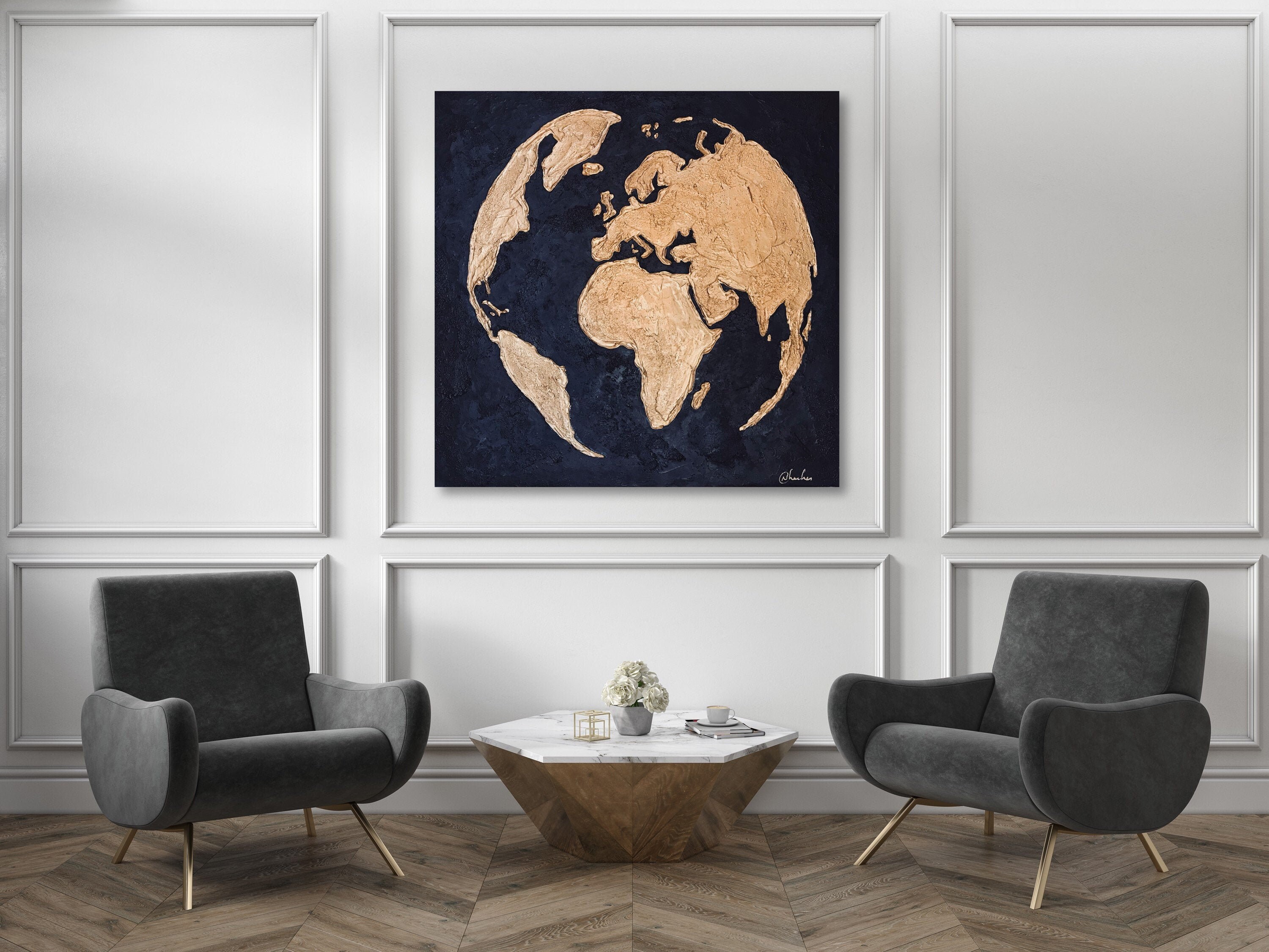Lienzo de mapa del mundo Arte de pared de globo Mapa de - Etsy México