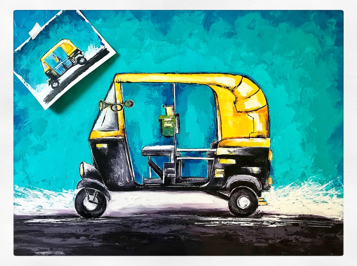 Auto Rickshaw Modern India Art Auto Art Indian Decor | Etsy