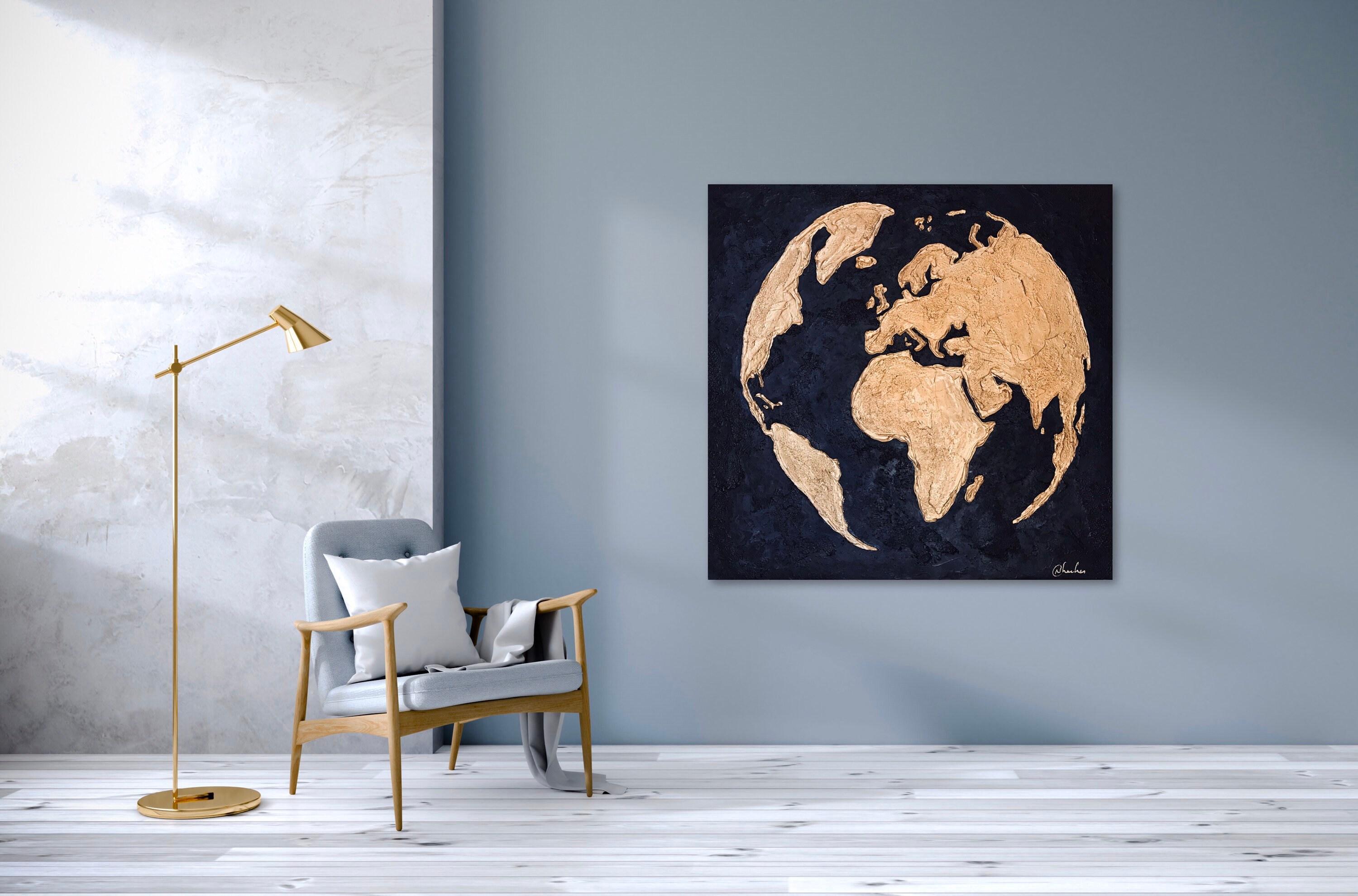 Lienzo de mapa del mundo Arte de pared de globo Mapa de - Etsy México