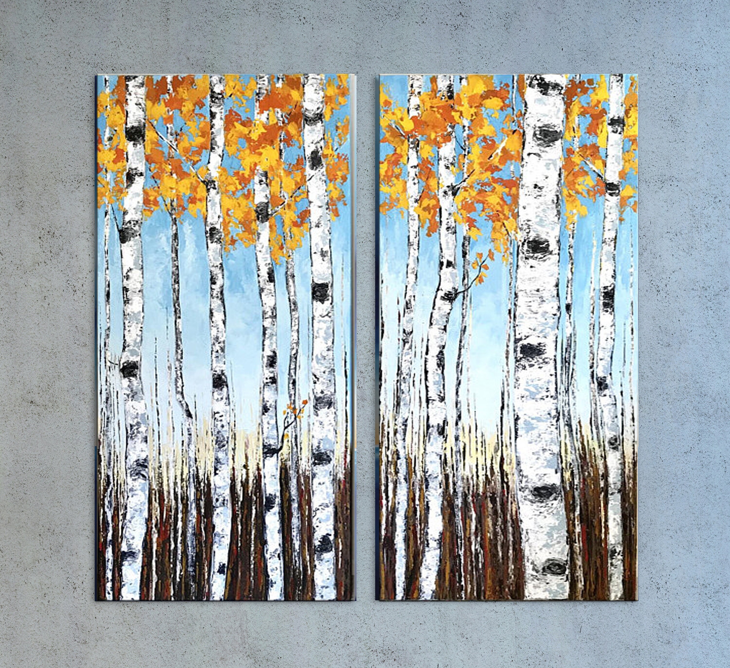 Abstract Birch Tree Paintings