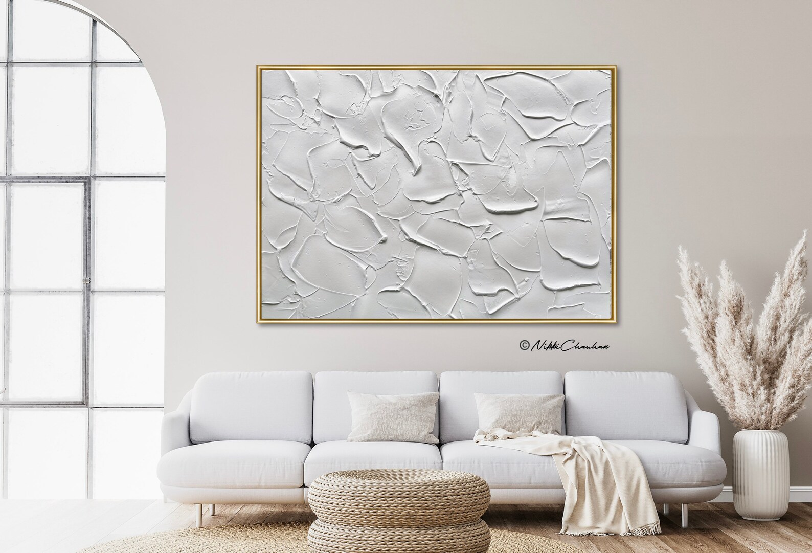 3D Texture Painting, White Texture Painting, Modern Canvas Art, Minimal ...