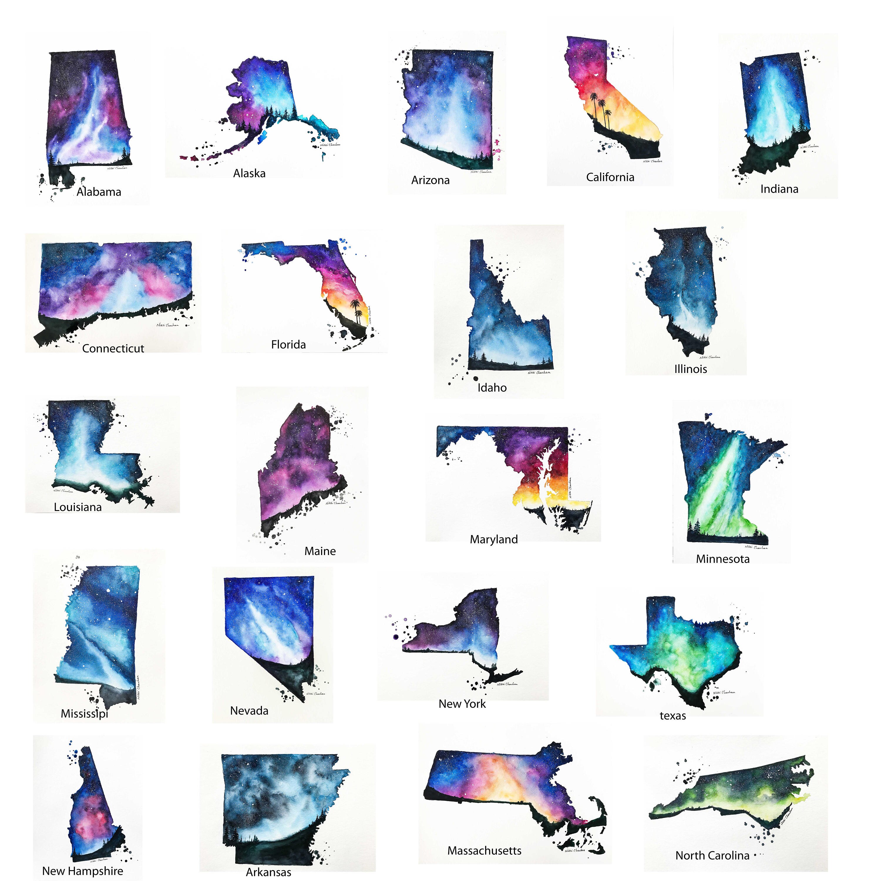 Wisconsin Art, Map Poster, Watercolor State Art, Illustration, State ...