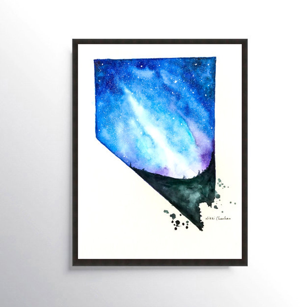 Nevada Map, State Map Art, Watercolor States, Illustration Art, Galaxy ...