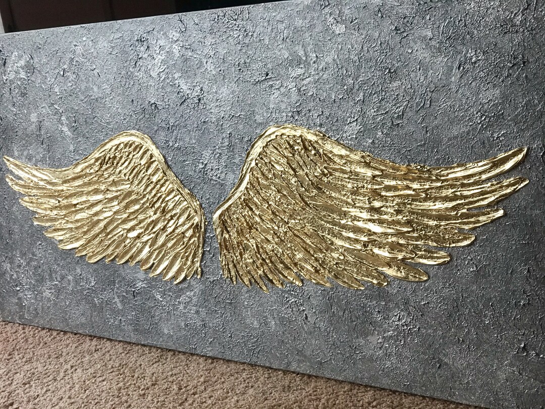 Gold Leaf Angel Wings Painting Heavy Textured Art Painting Original ...
