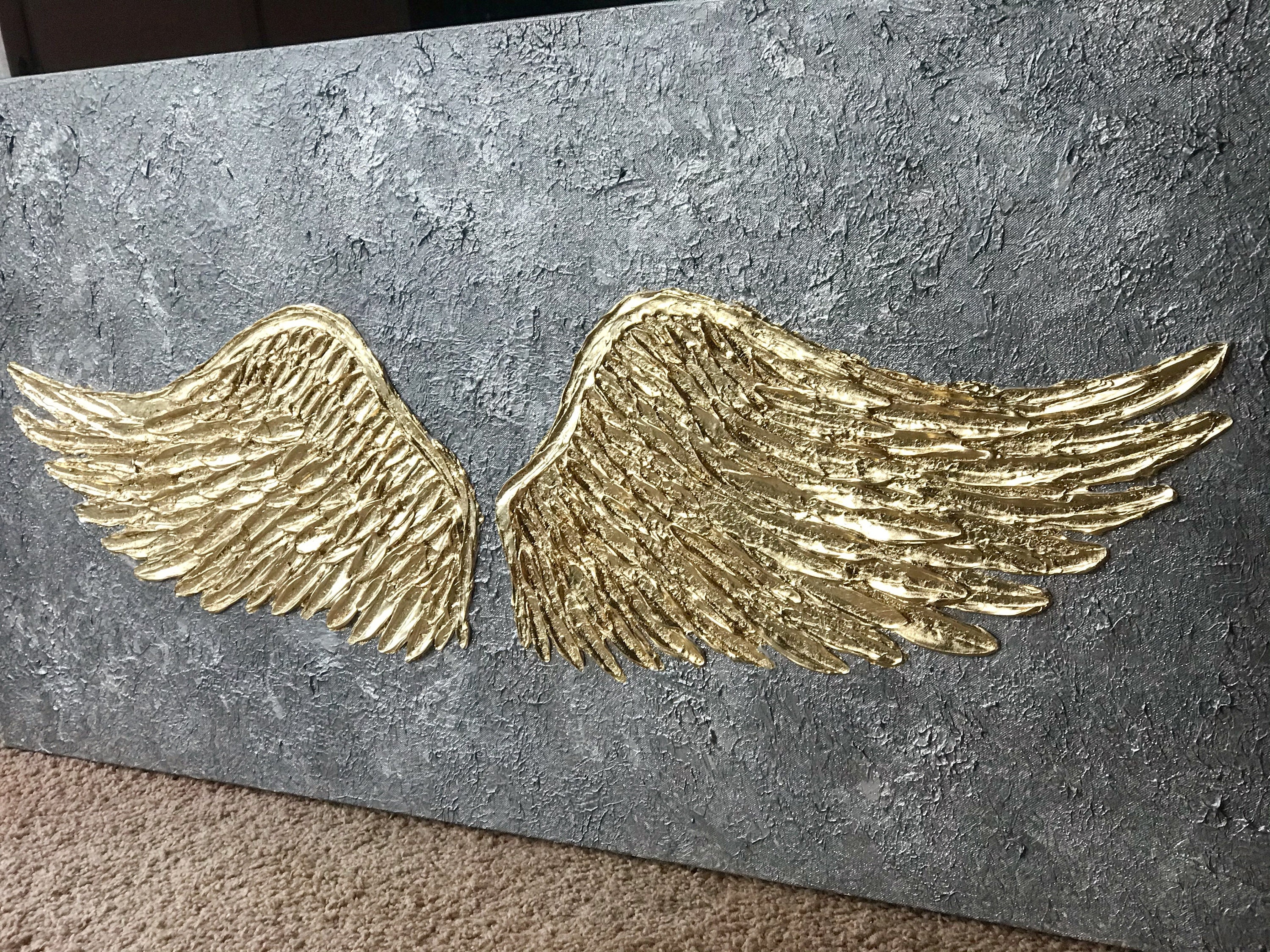 Angel wings art angel wings painting textured original art Acrylic ...
