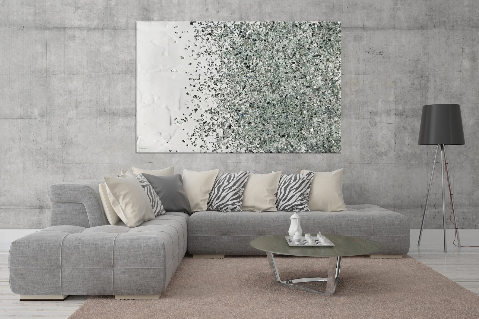 Metallic Silver Original Abstract Art Silver Glitter Textured Painting ...