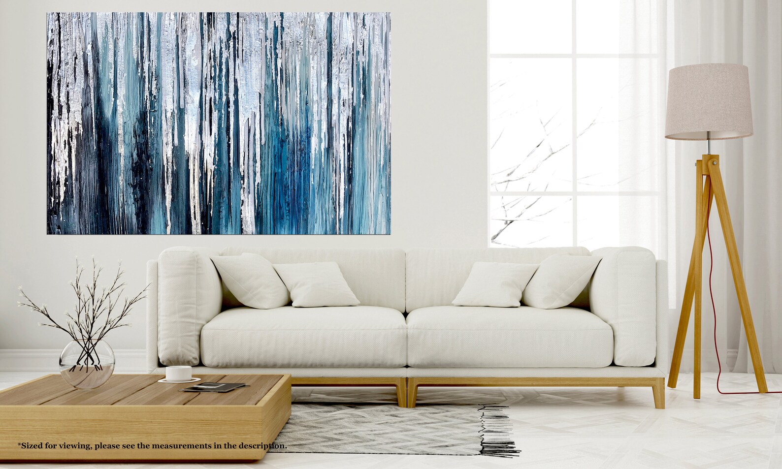 Silver Blue Art Silver Leaf Art Original Abstract Art Modern Abstract ...