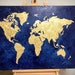 Gold Leaf Painting World Map Canvas Navy Blue Gold World - Etsy