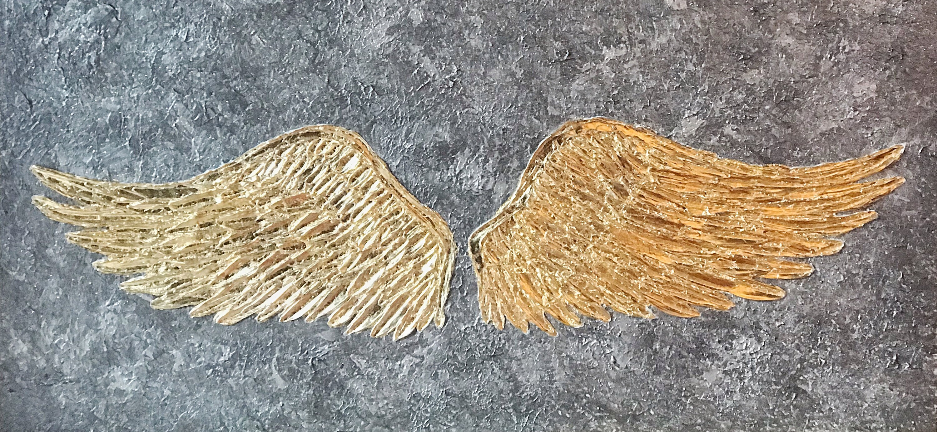 Gold Leaf Angel Wings Painting Heavy Textured Art Painting Original ...