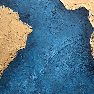 World Map Painting, Textured World Map Wall Art, Extra Large Painting ...