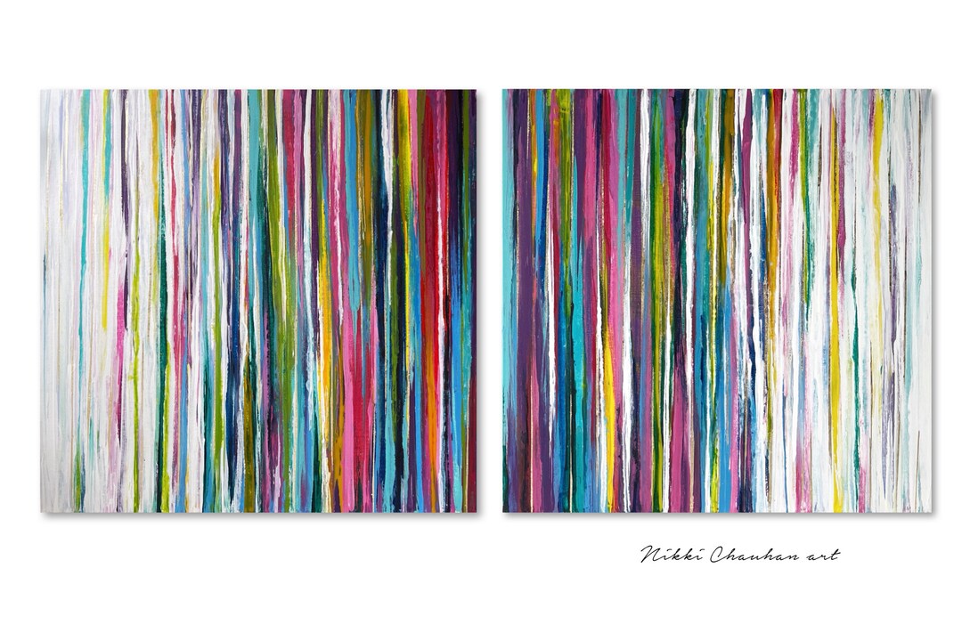 Colorful Stripes Painting Rainbow Art Multicolor Painting on - Etsy