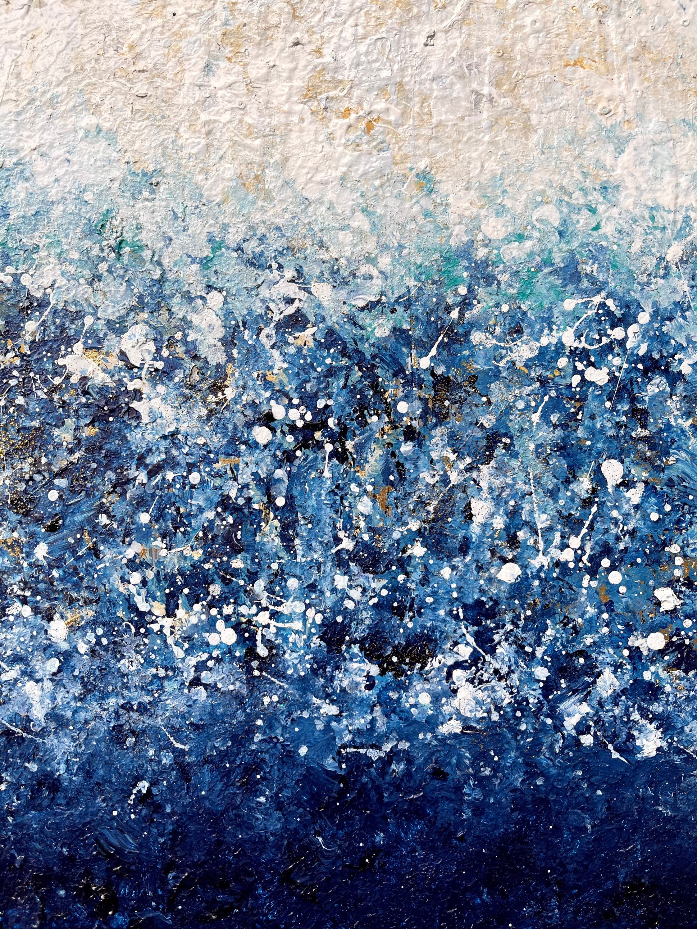 Large Wall Art, Navy Blue Art Painting on Canvas Abstract Modern Art ...
