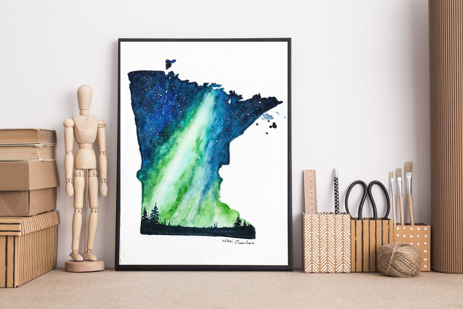 Minnesota Art, State Poster, State Map Art, Minnesota Gifts, Starry ...