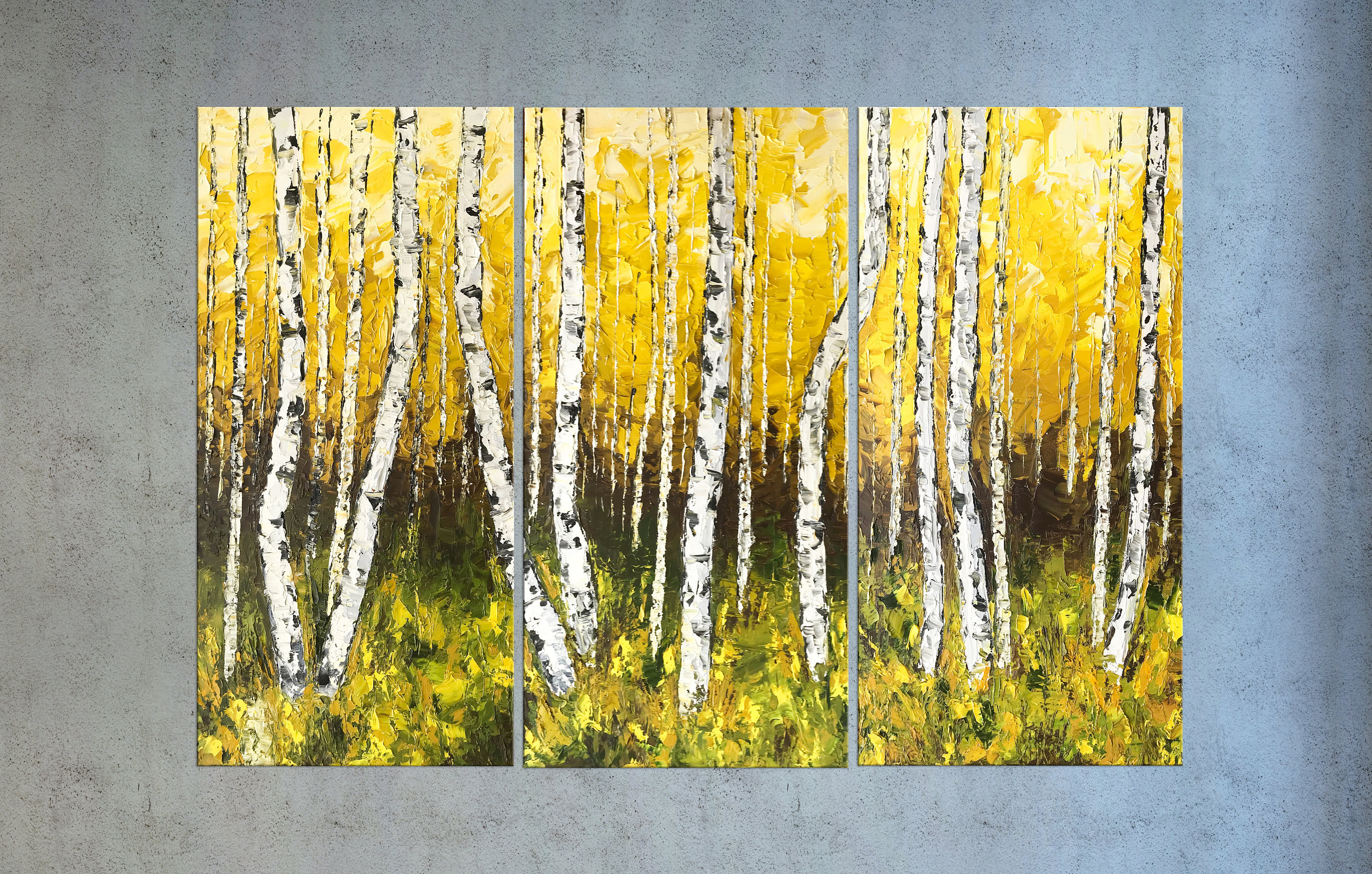 Birch Tree Painting, Oil on Canvas, Textured Painting, Birch Art, Fall ...