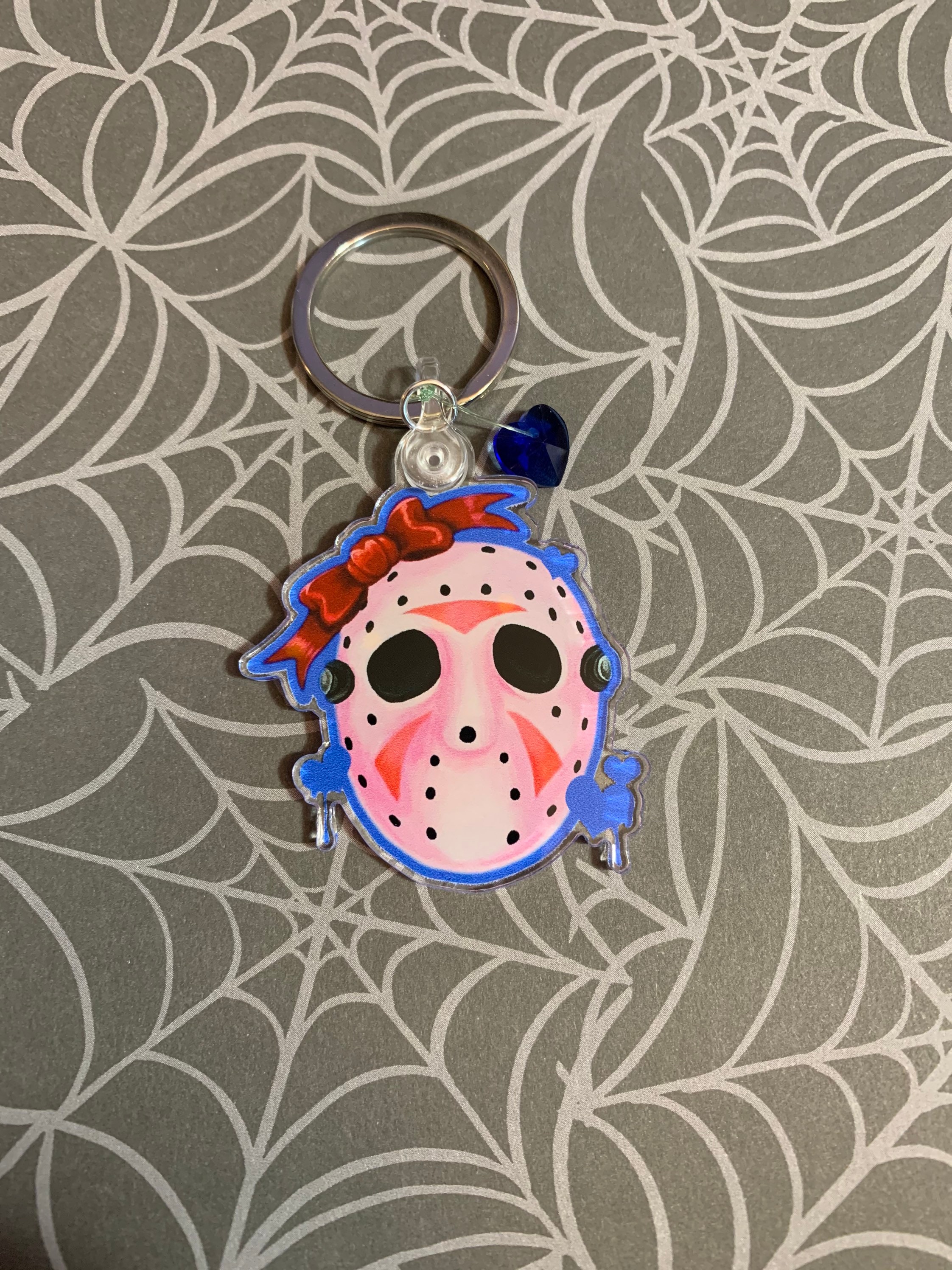 Cute Pink Jason Voorhees Keychain Acrylic Charm, Friday the 13th ...