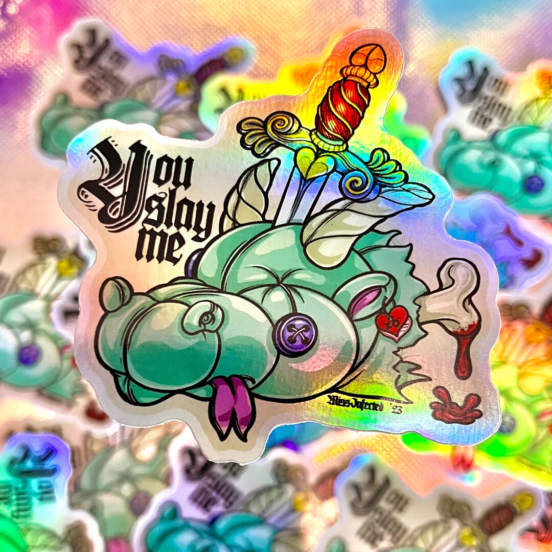 Holographic Dragon Slayer Sticker, Valentines Day Sticker, Tattoo ...