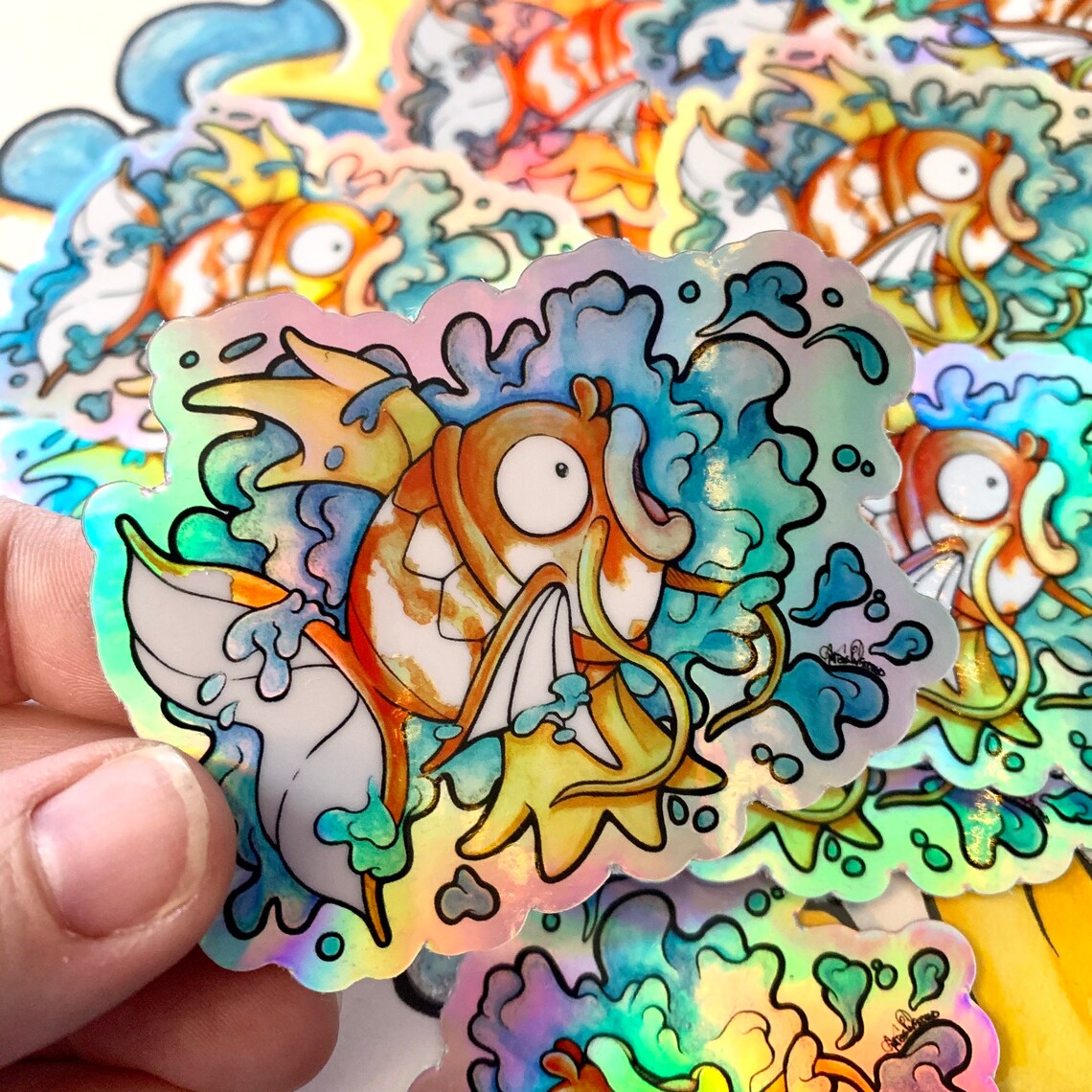 Holographic Magikarp Pokemon Sticker Carp sticker Fish | Etsy