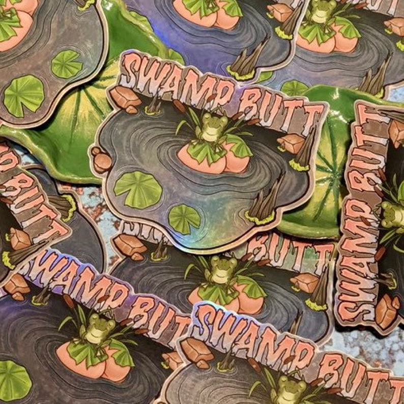 Swamp Butt Frog Sticker Butt Sticker Frog Sticker Hot Etsy