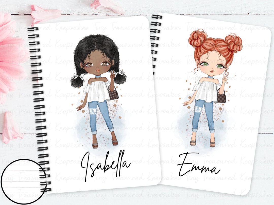 Personalized Girl Character Notebook, Back to School A5 - Etsy