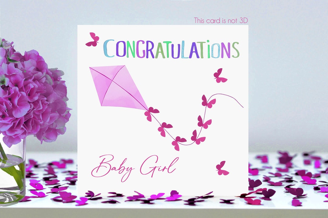Butterfly Baby Girl Congratulations Butterlies Card - Etsy