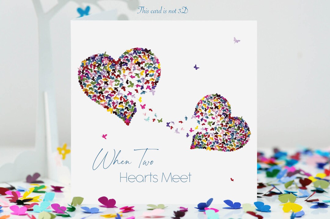 Butterfly Hearts When Two Hearts Meet Butterflies Card - Etsy