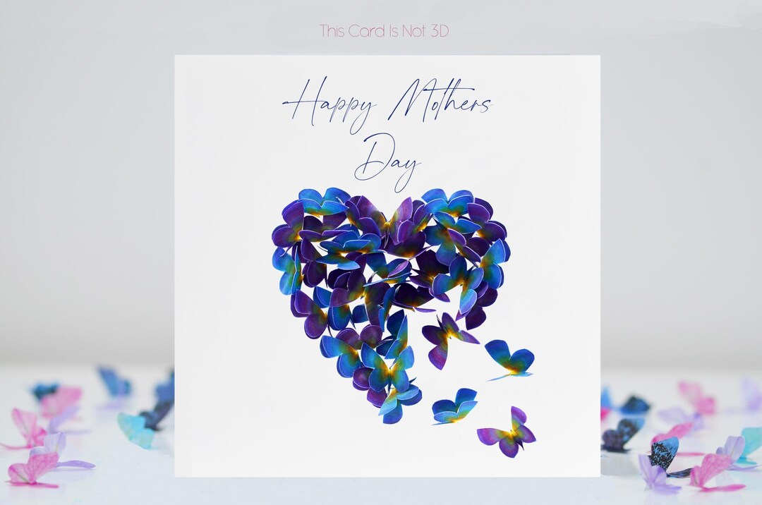 Mother's Day Butterfly Heart Card With Butterflies in Forget Me Not ...