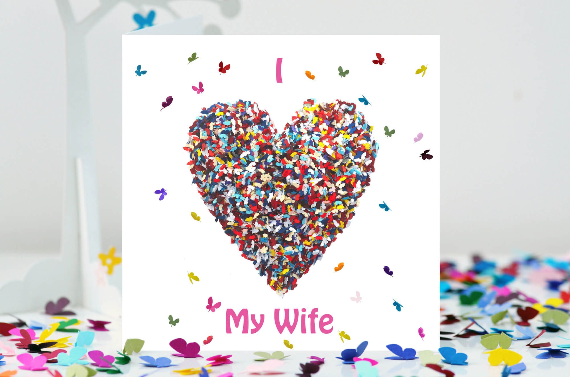 Wife Butterfly Love Heart Butterflies Card | Etsy UK
