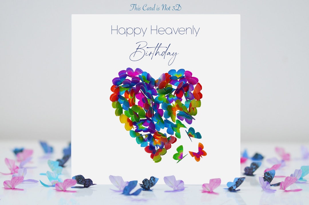 Heavenly Birthday Butterfly Heart Multicoloured Butterflies Card (not ...