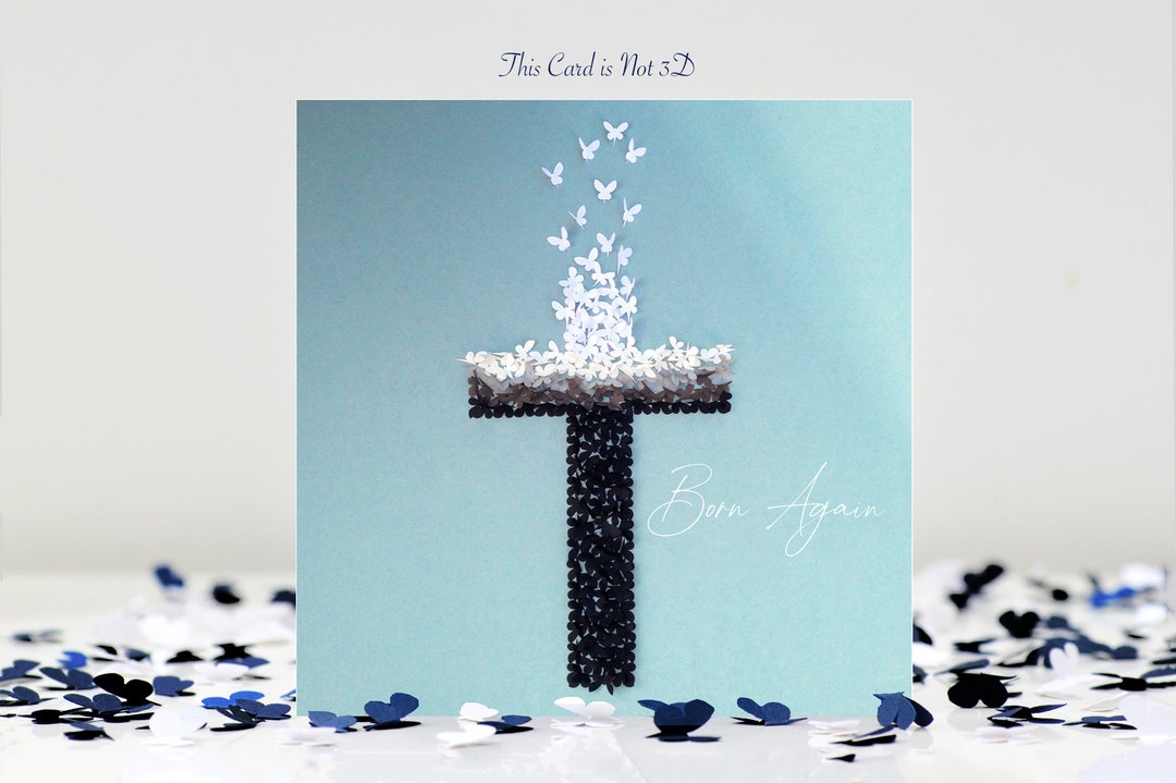 Born Again Butterfly Cross Card, Not 3D - Etsy