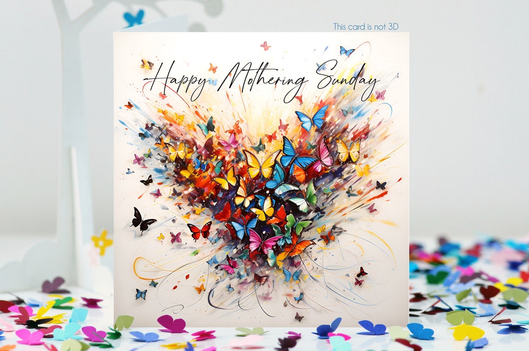 Mothering Sunday Butterfly Card Flutter of Vibrant Multicoloured ...