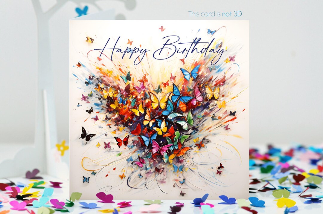 Flutter of Butterflies Birthday Card, Not 3D - Etsy
